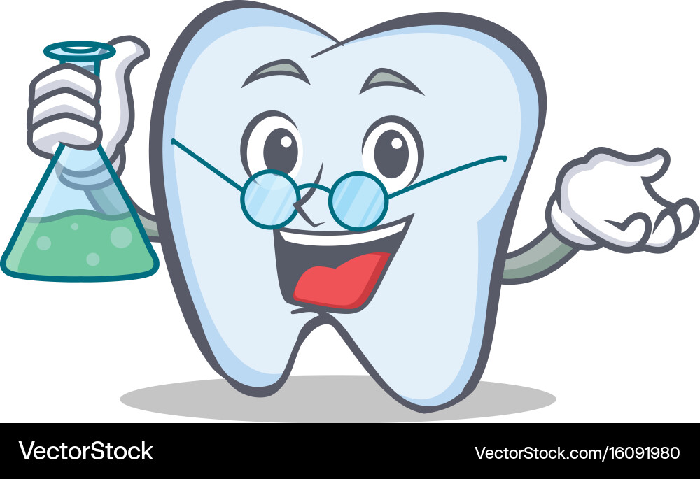 Professor tooth character cartoon style Royalty Free Vector