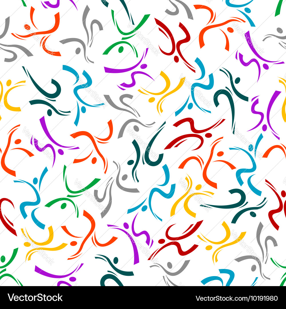 Seamless pattern of human figures in motion Vector Image