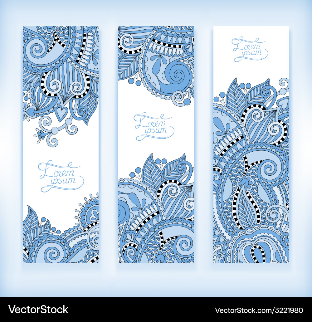 Set blue colour decorative flower template Vector Image