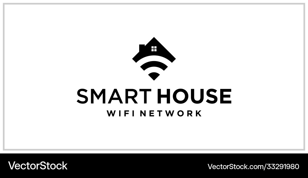 Smart home wifi signal wireless logo Royalty Free Vector