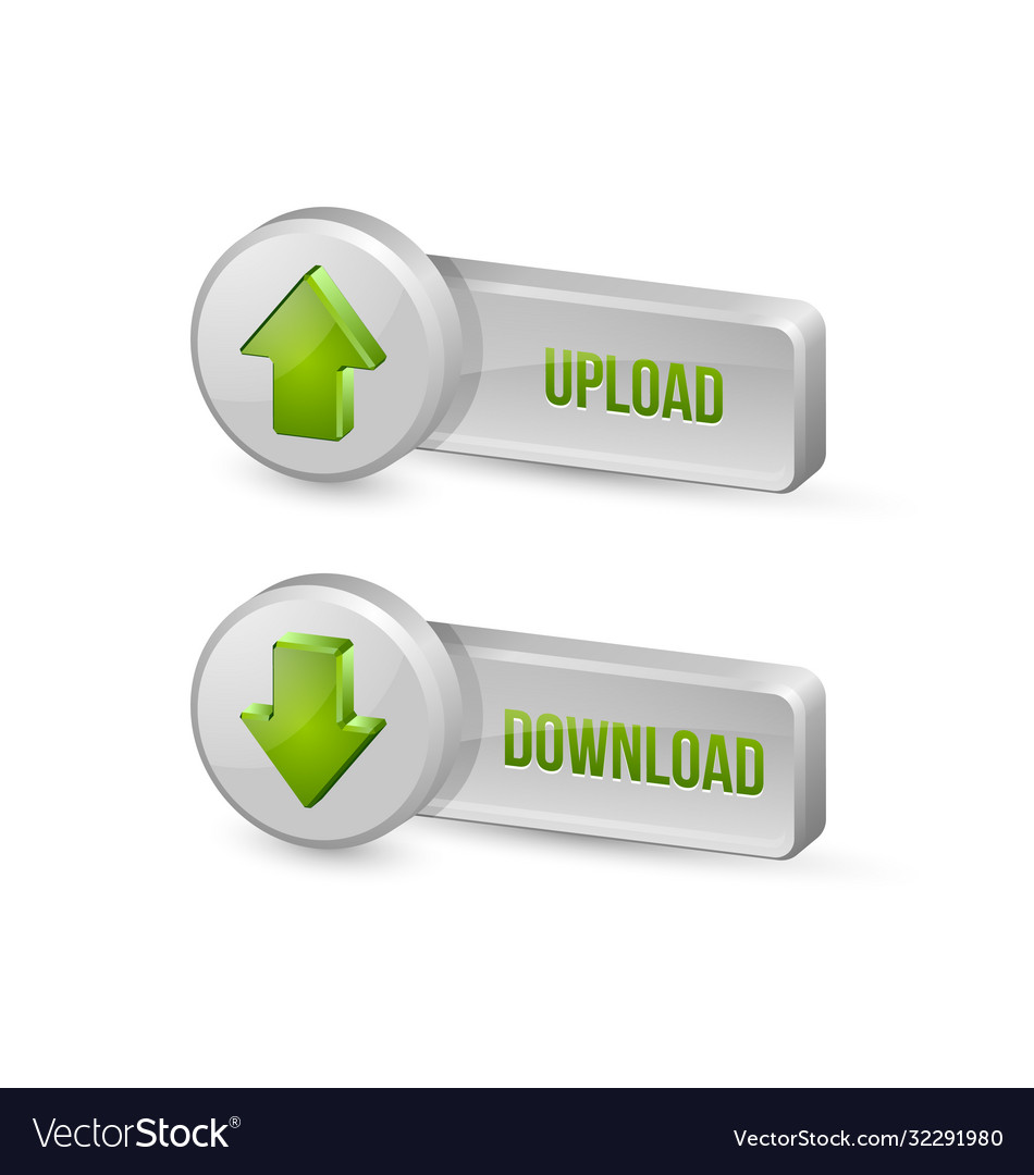 Three dimensional download and upload buttons Vector Image