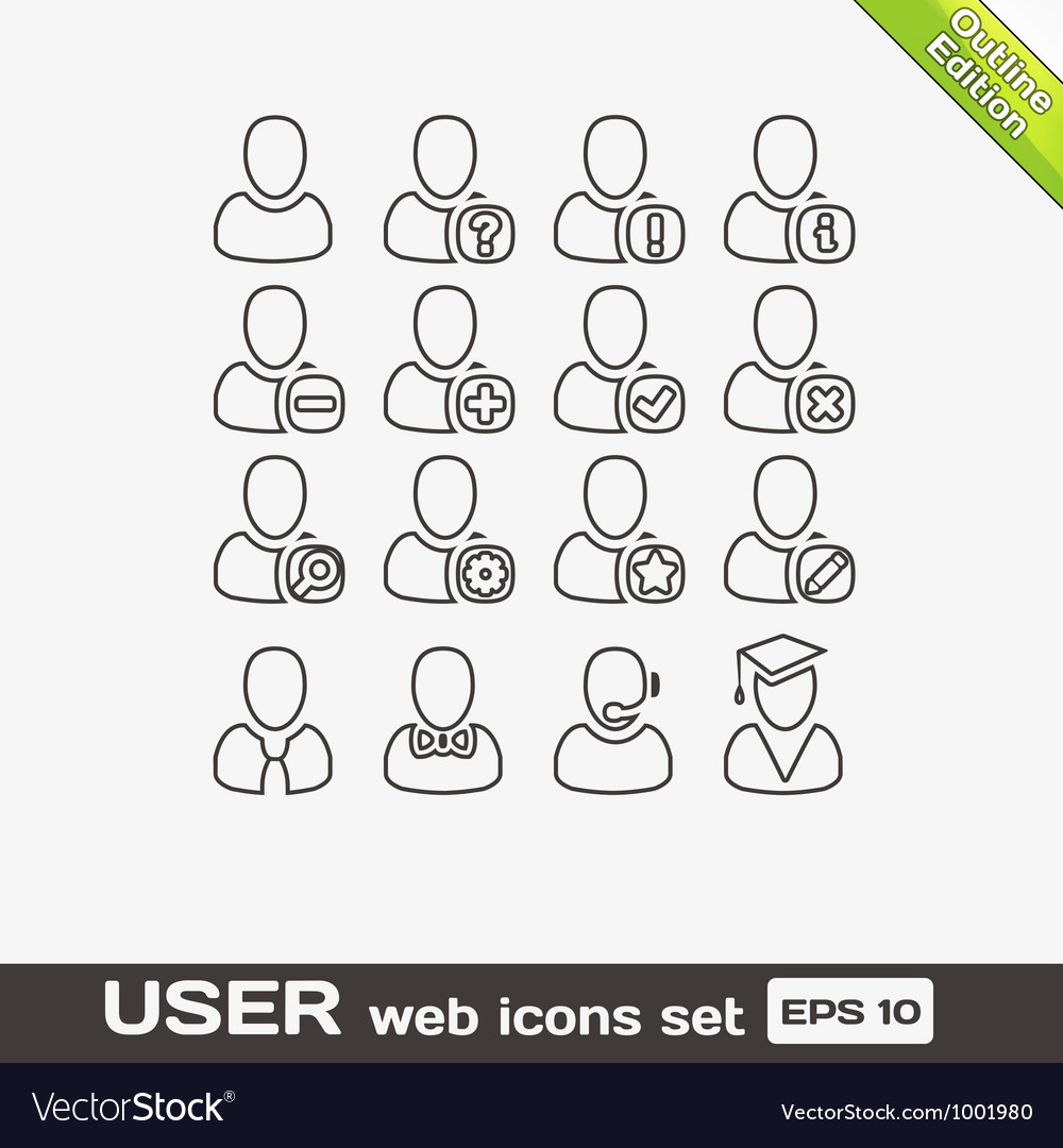User web icons set Royalty Free Vector Image - VectorStock