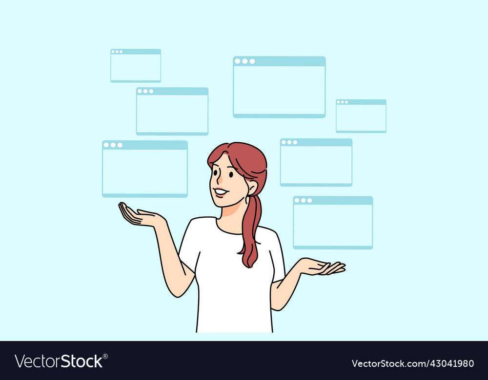 Woman developing project on computer Royalty Free Vector Woman developing project on computer Royalty Free Vector