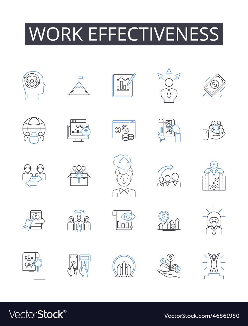 Work effectiveness line icons collection Vector Image
