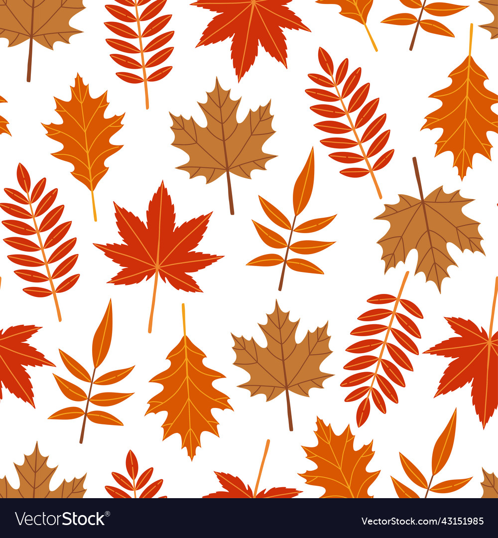 Autumn leaves and branches seamless pattern Vector Image Autumn leaves and branches seamless pattern Vector Image