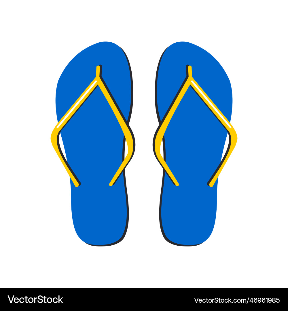 Blue slippers with yellow straps slippers Vector Image