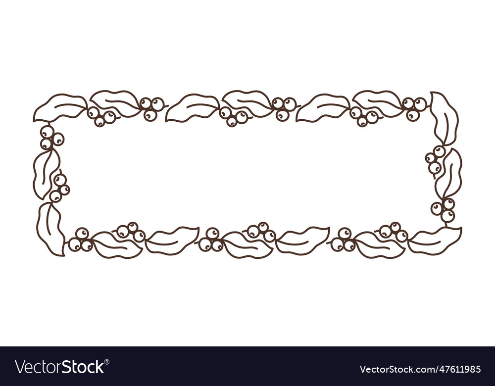 Coffee rectangular frame pattern ornament leaves Vector Image