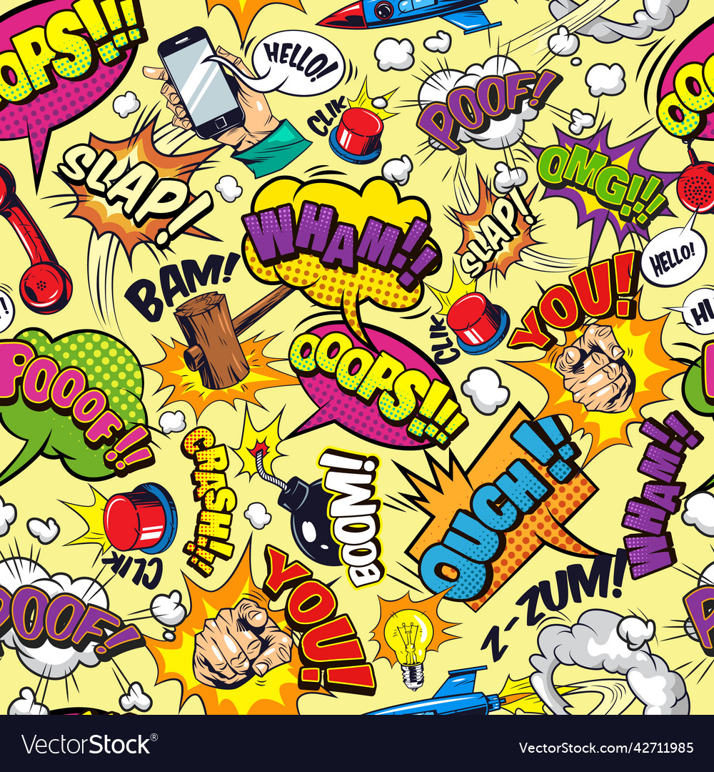 Comic elements seamless pattern Royalty Free Vector Image