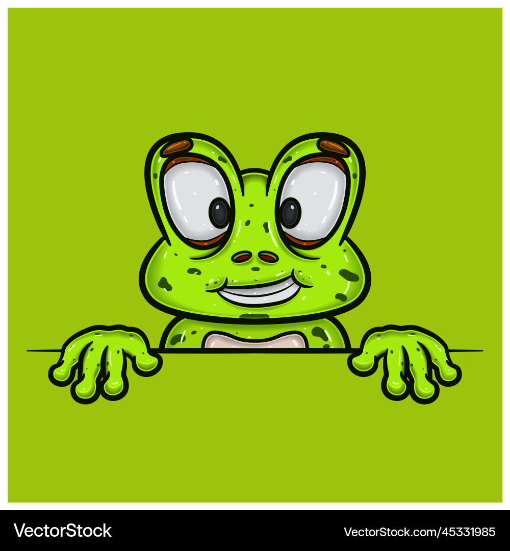 Happy face expression with frog cartoon Royalty Free Vector