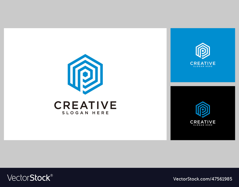 Initial logo p hexagonal Royalty Free Vector Image