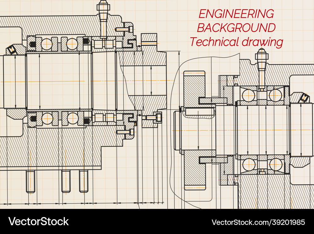 Mechanical engineering drawings on light Vector Image