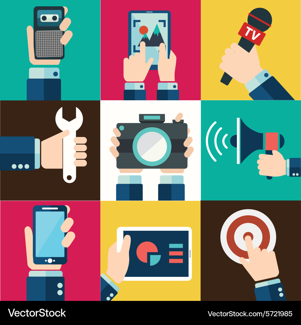 Modern flat icons collection in stylish retro Vector Image