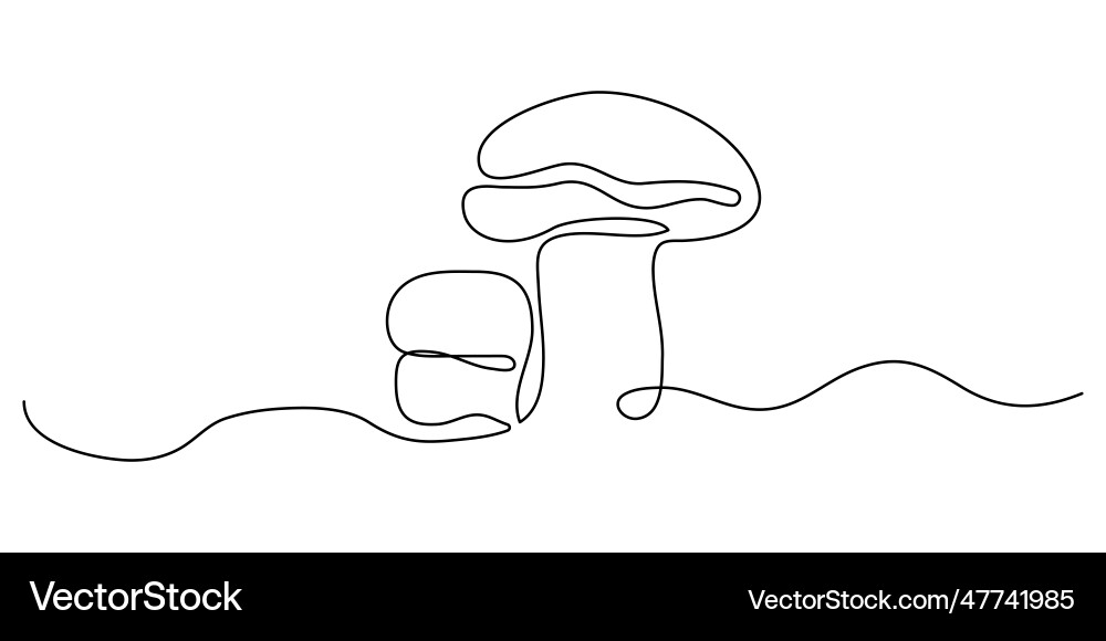 Mushrooms line art one continuous line drawing Vector Image