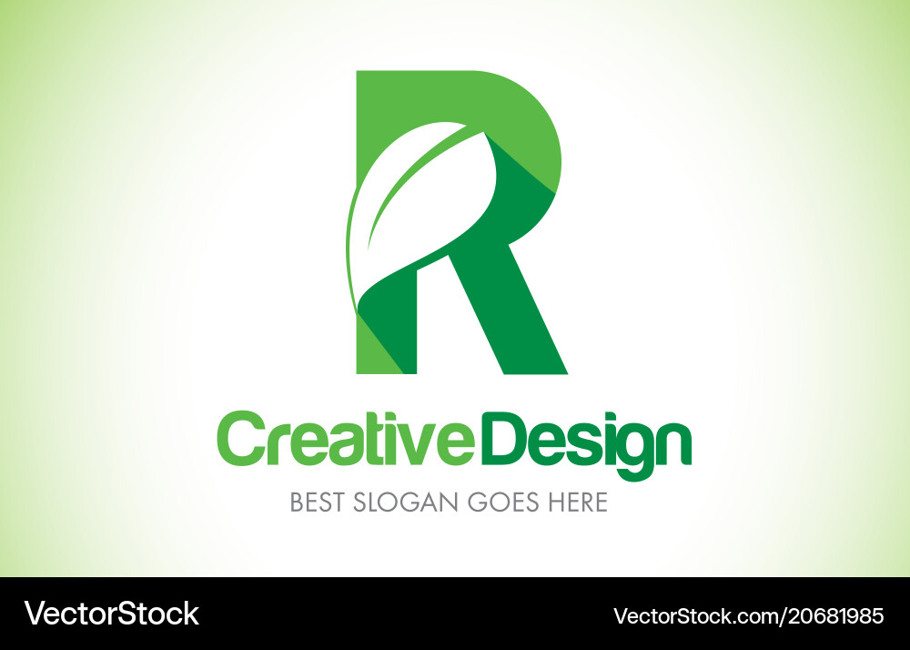 R green leaf letter design logo eco bio leaf Vector Image