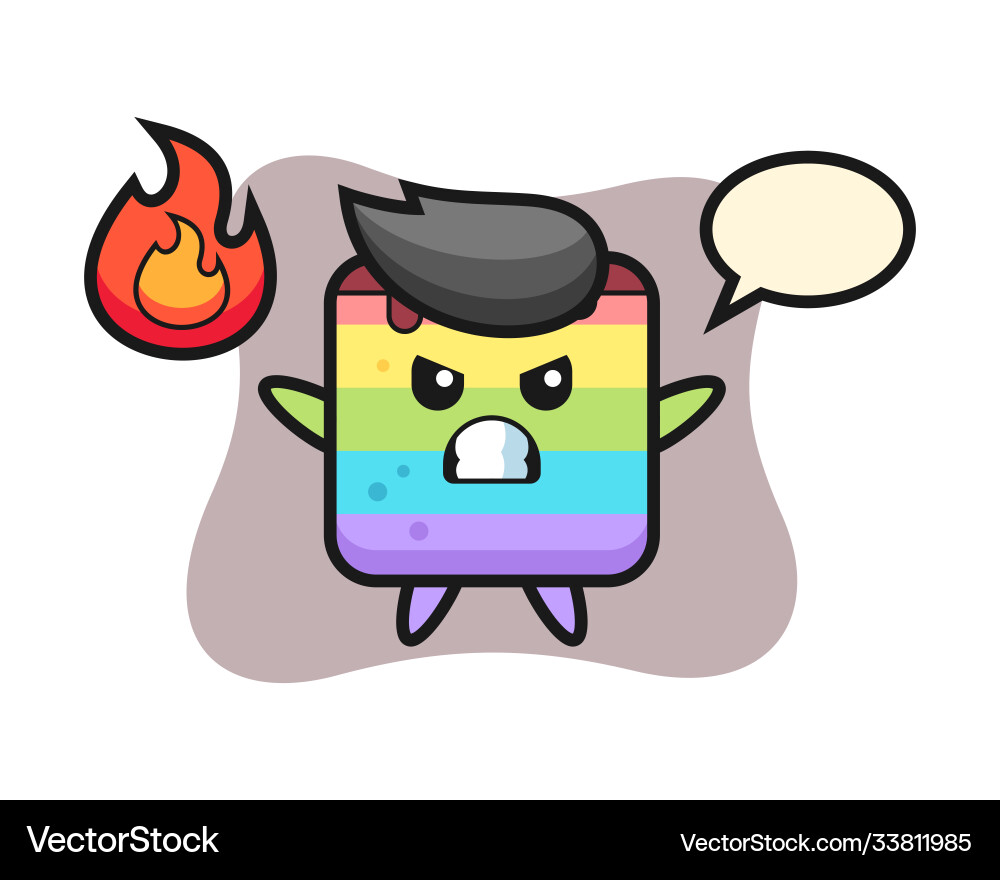 Rainbow cake character cartoon with angry gesture Vector Image