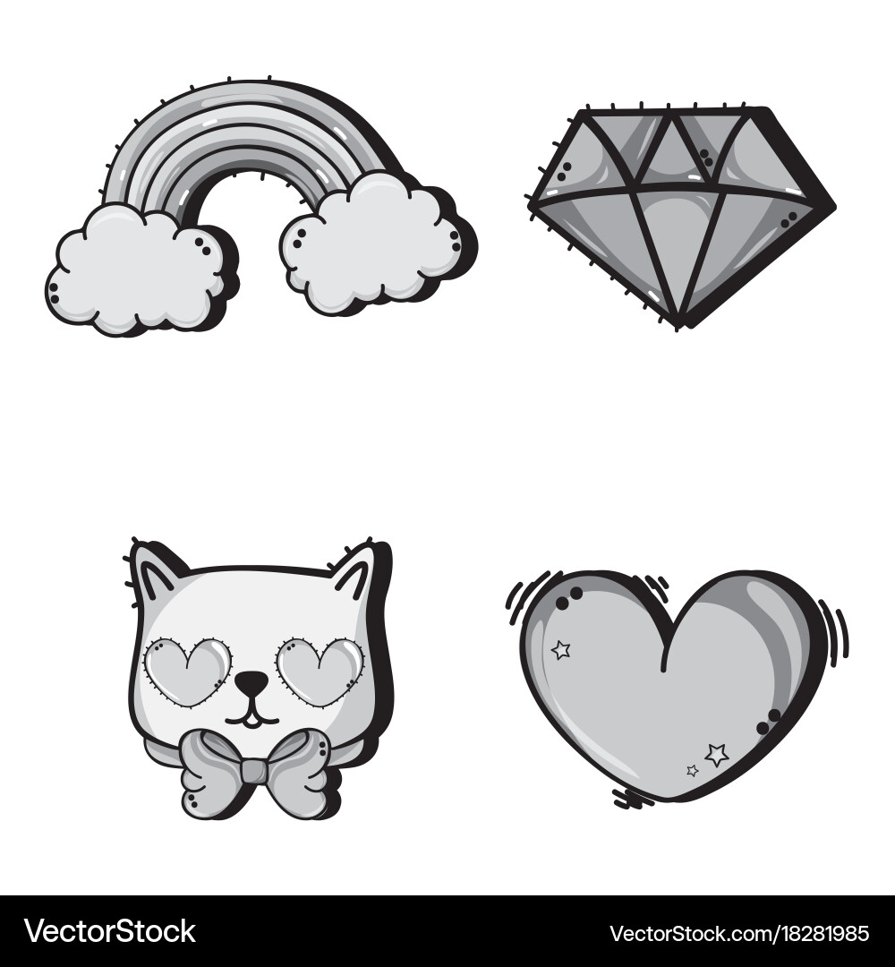 Set fashion cute patch decoration design Vector Image