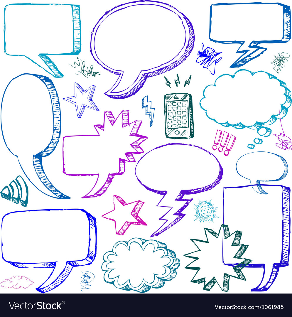 Set of hand drawn comical speech bubbles Vector Image