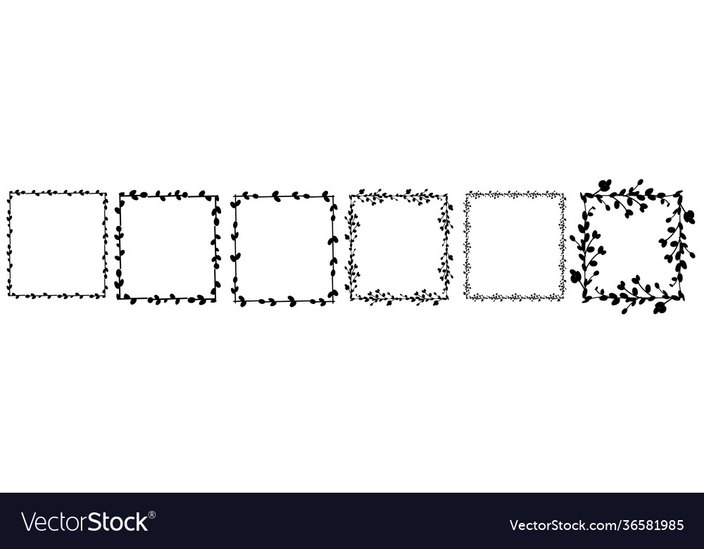 Set square frames frame made willow twigs Vector Image