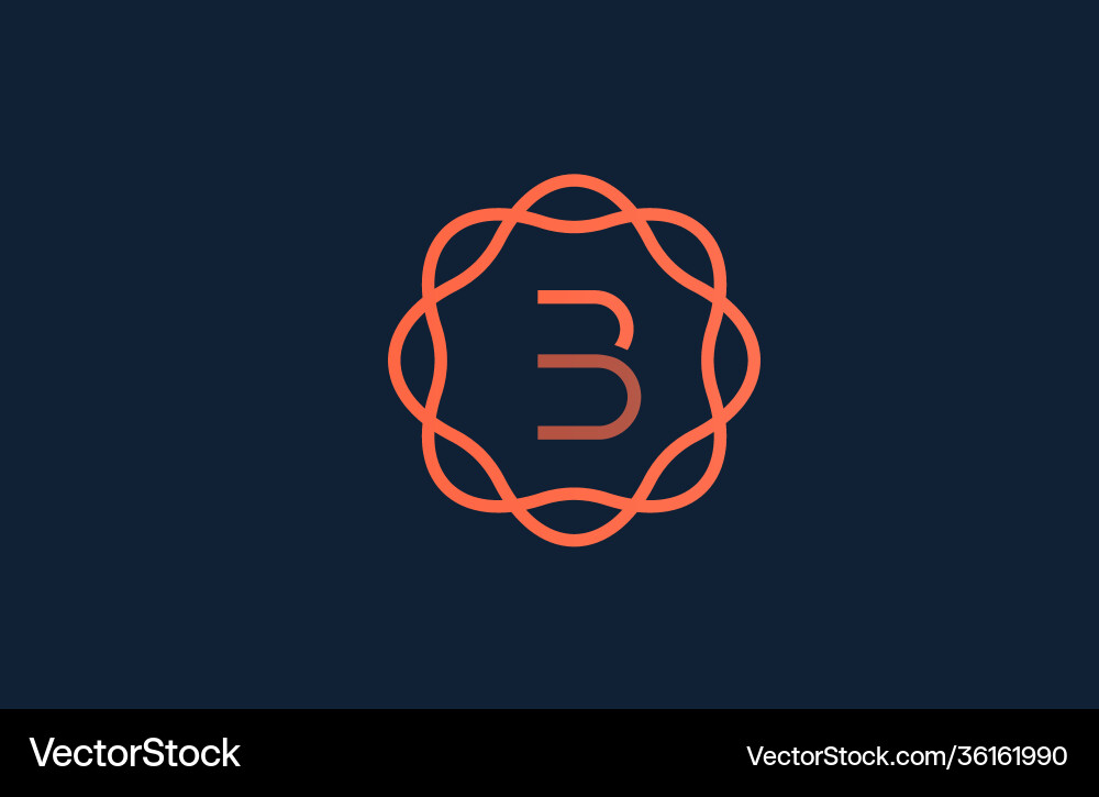 B orange monogram floral alphabet letter logo Vector Image