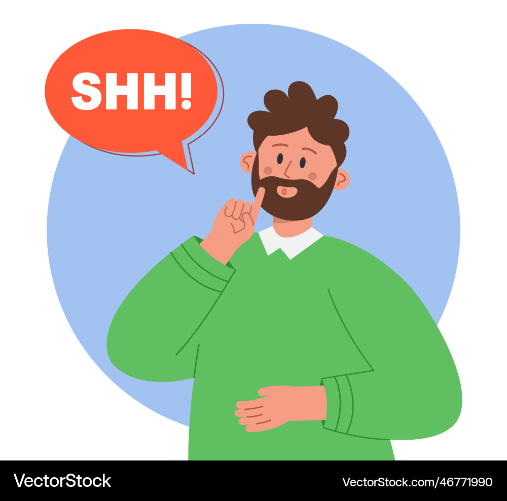 Cartoon business man asking for silence Royalty Free Vector