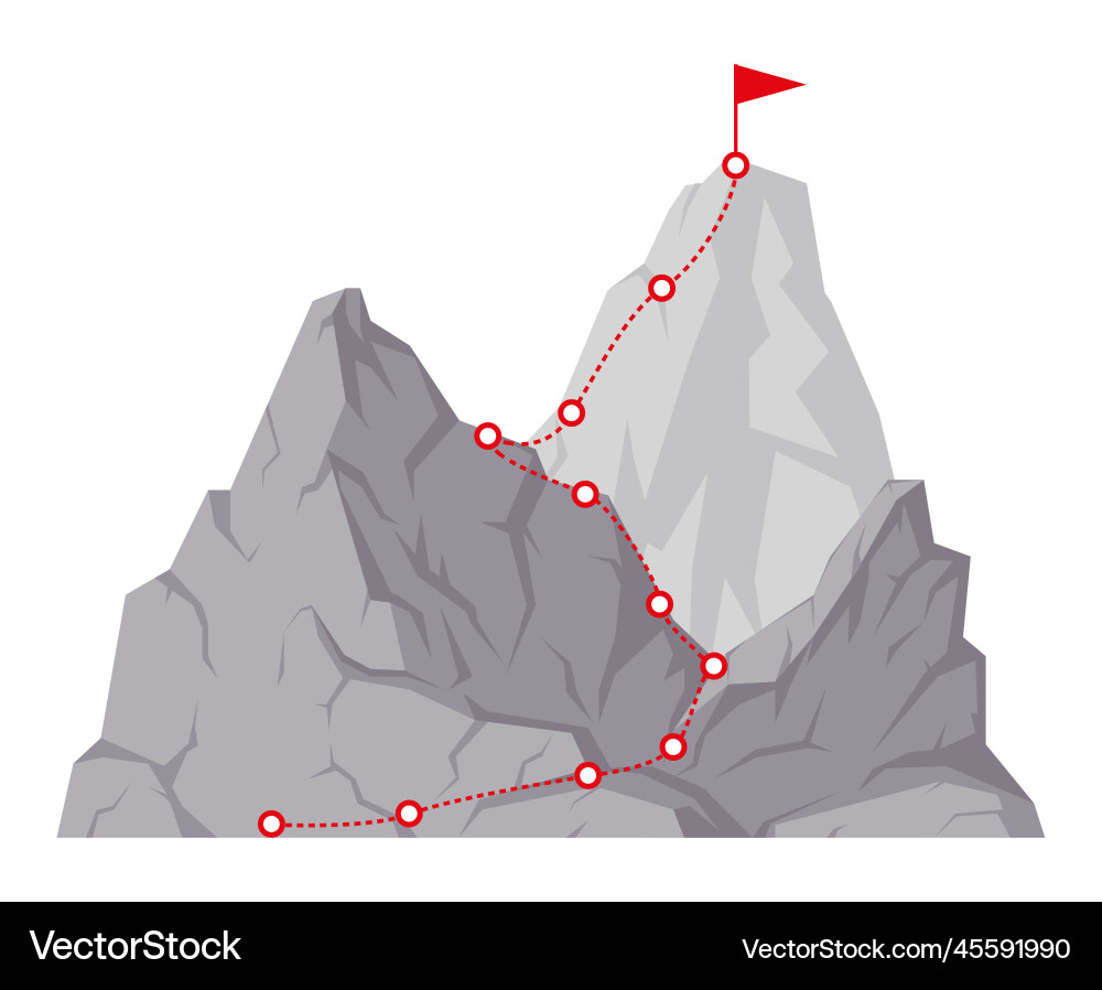 Cartoon mountain peak route rocky range climbing Vector Image