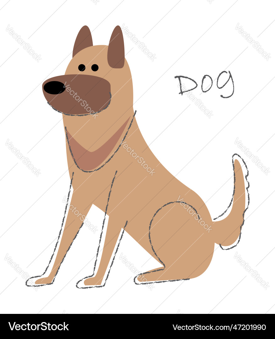 Dog cute animals cartoon characters flat shape Vector Image