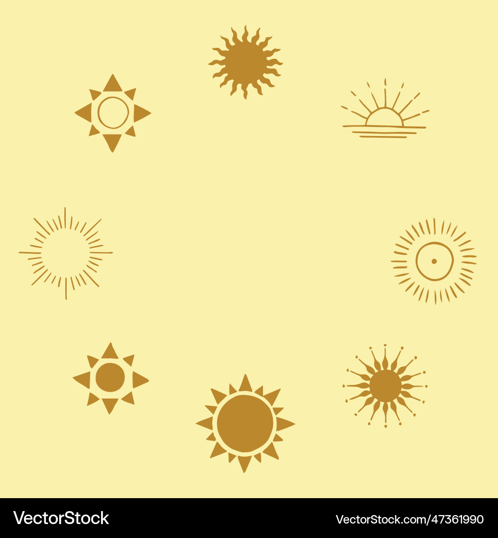Frame of sun mystical and mysterious elements Vector Image
