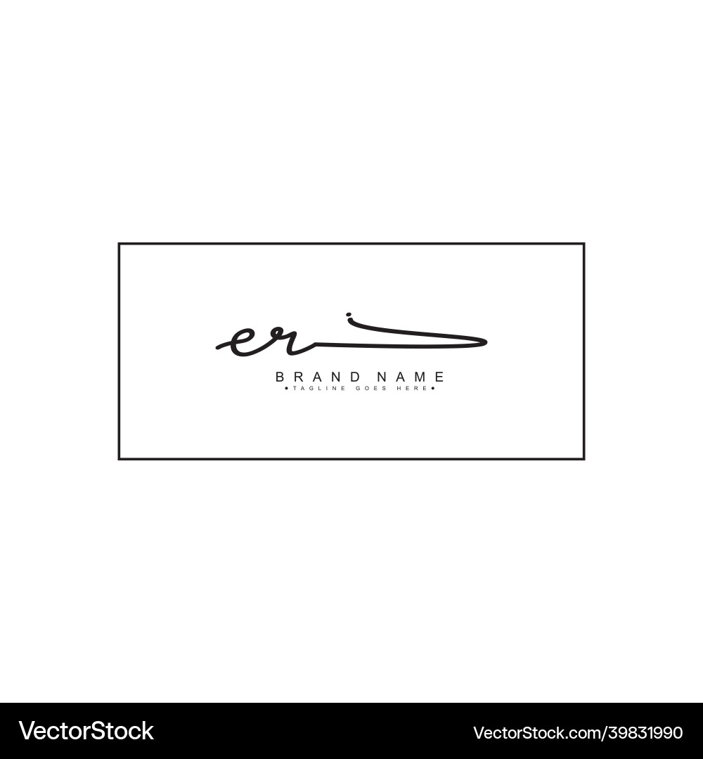 Initial letter er logo hand drawn signature logo Vector Image