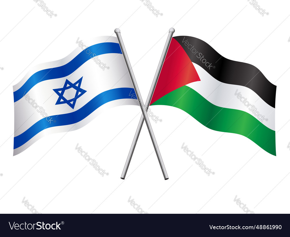 Israel and palestine flags crossed Royalty Free Vector Image