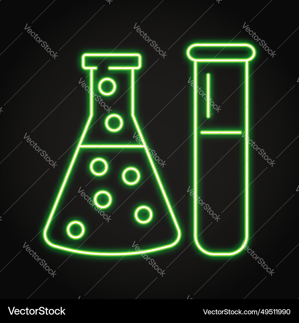 Lab glassware neon line icon Royalty Free Vector Image