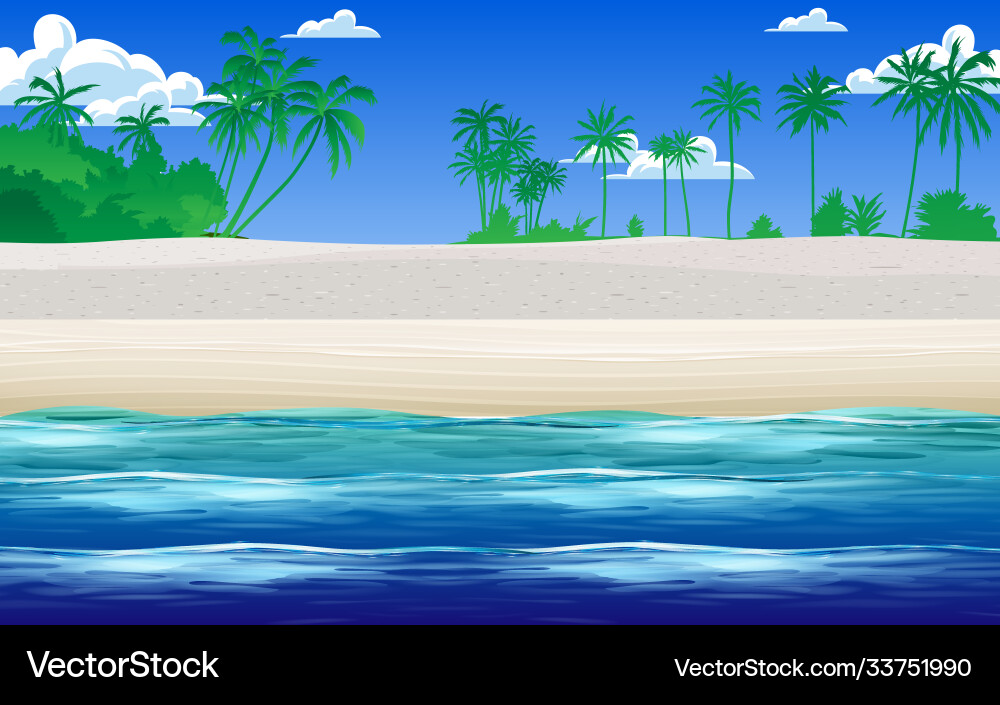 Landscape beach on island in summer Royalty Free Vector