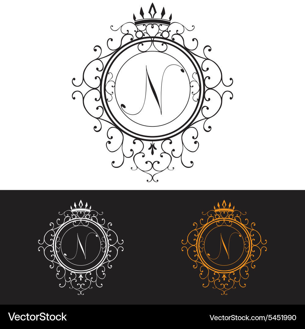 Letter n luxury logo template flourishes Vector Image