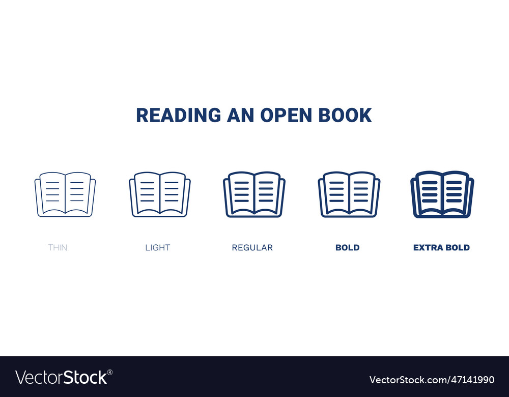 Reading an open book icon thin light regular bold Vector Image