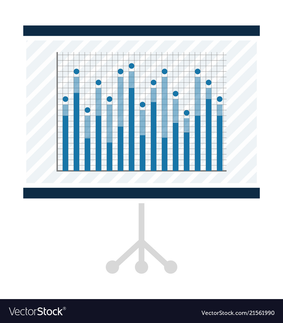 Statistical chart with bars on projector screen Vector Image