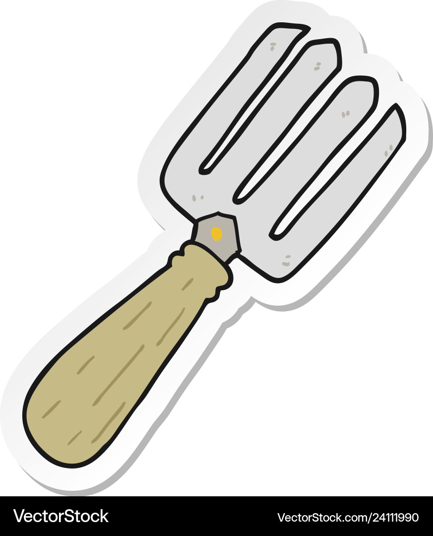 Sticker of a cartoon fork Royalty Free Vector Image
