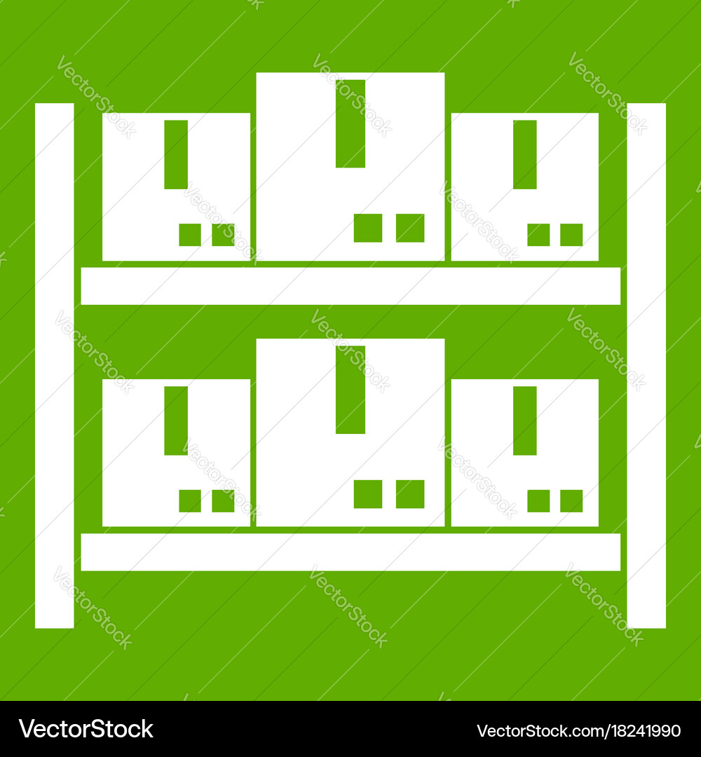 Storage goods in warehouse icon green Royalty Free Vector