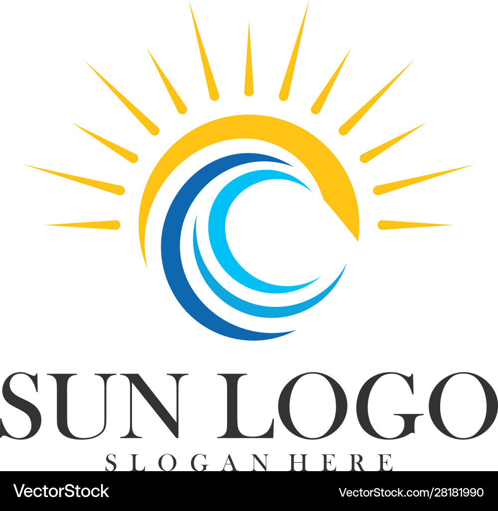 Sun with water logo design template icon symbol Vector Image