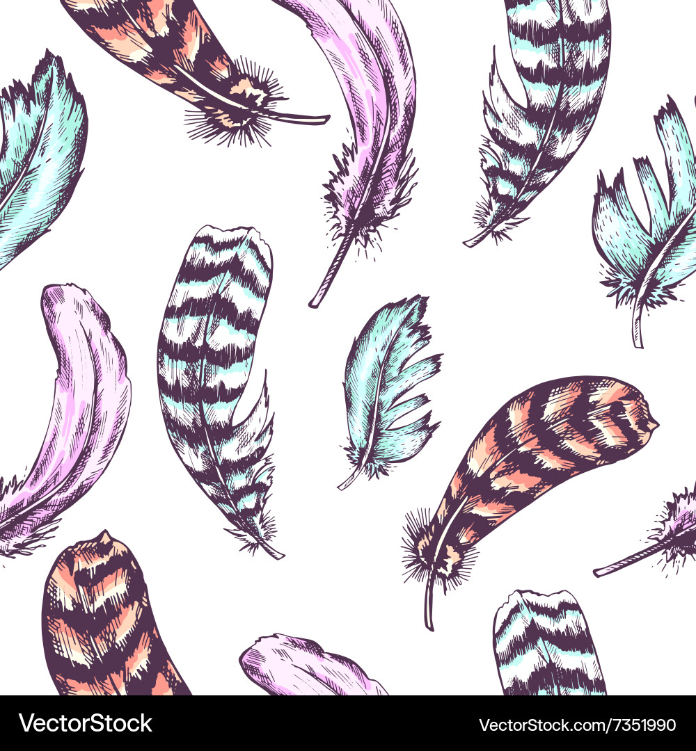 Vintage seamless background with vintage feather Vector Image