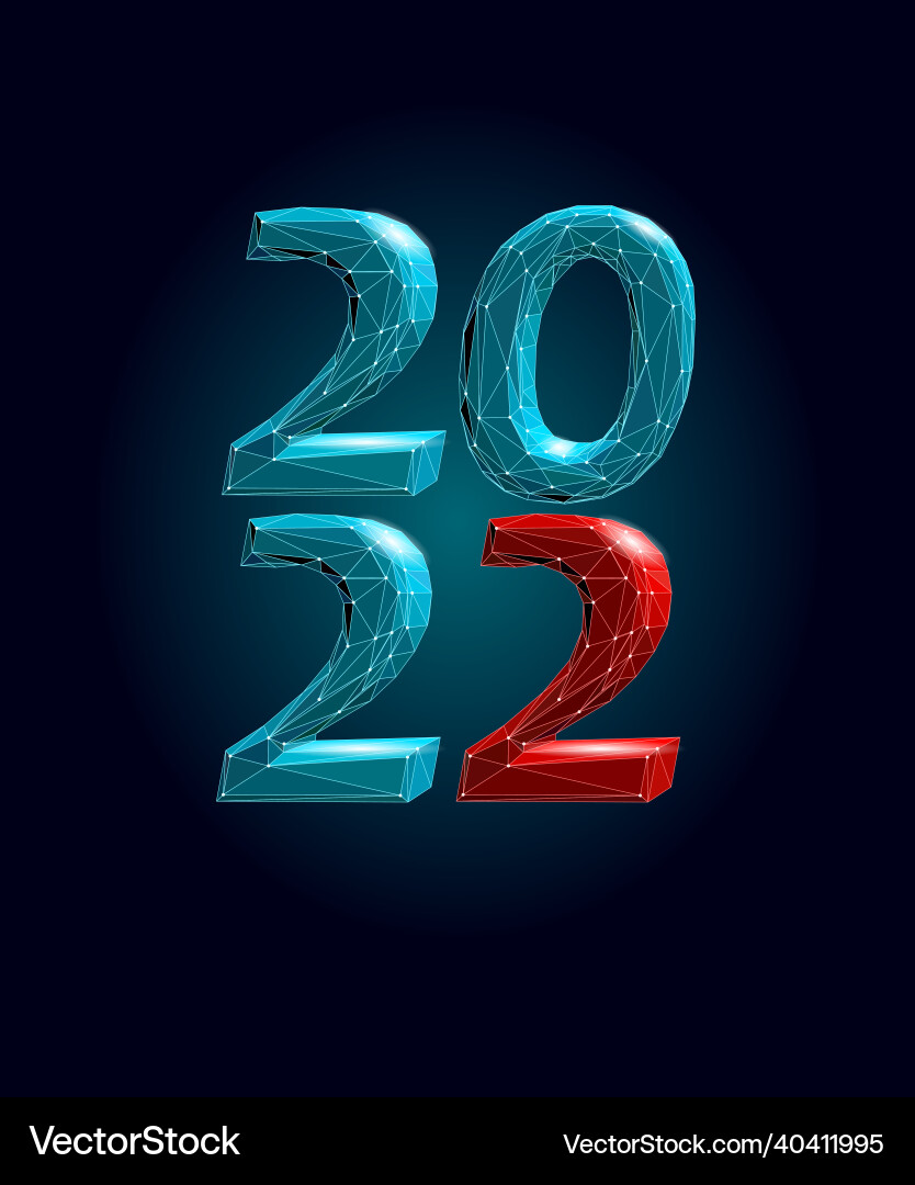 2022 new year 3d metal ice texture glowing shape Vector Image