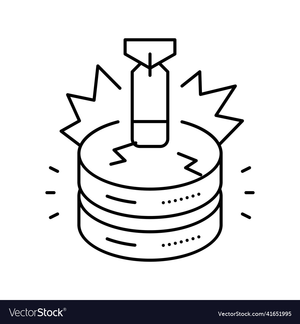 Attack database line icon Royalty Free Vector Image