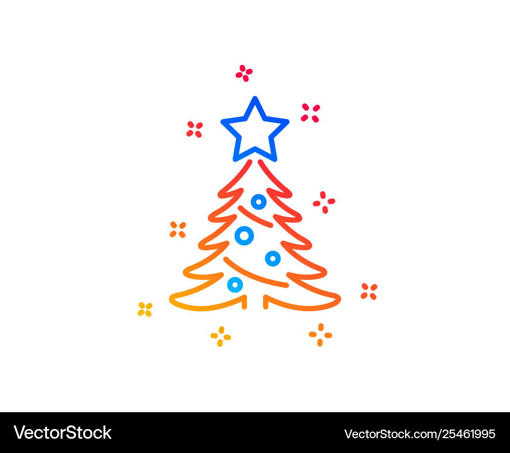 Christmas tree present line icon new year spruce Vector Image