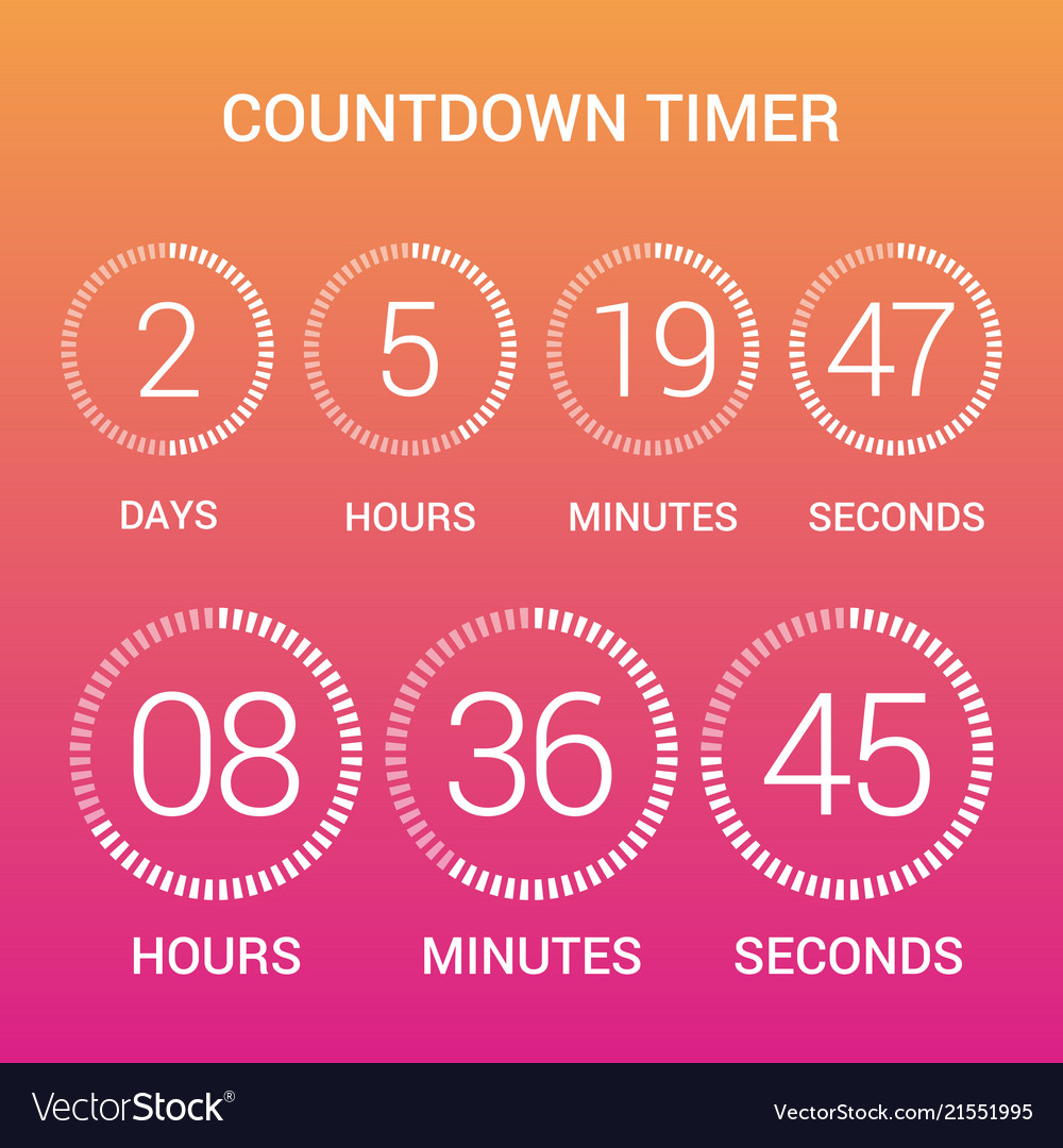 Circle countdown clock counter timer on gradient Vector Image