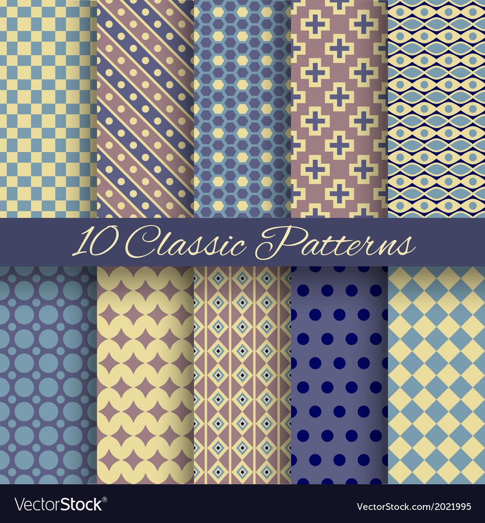 Classic different seamless patterns tiling Vector Image