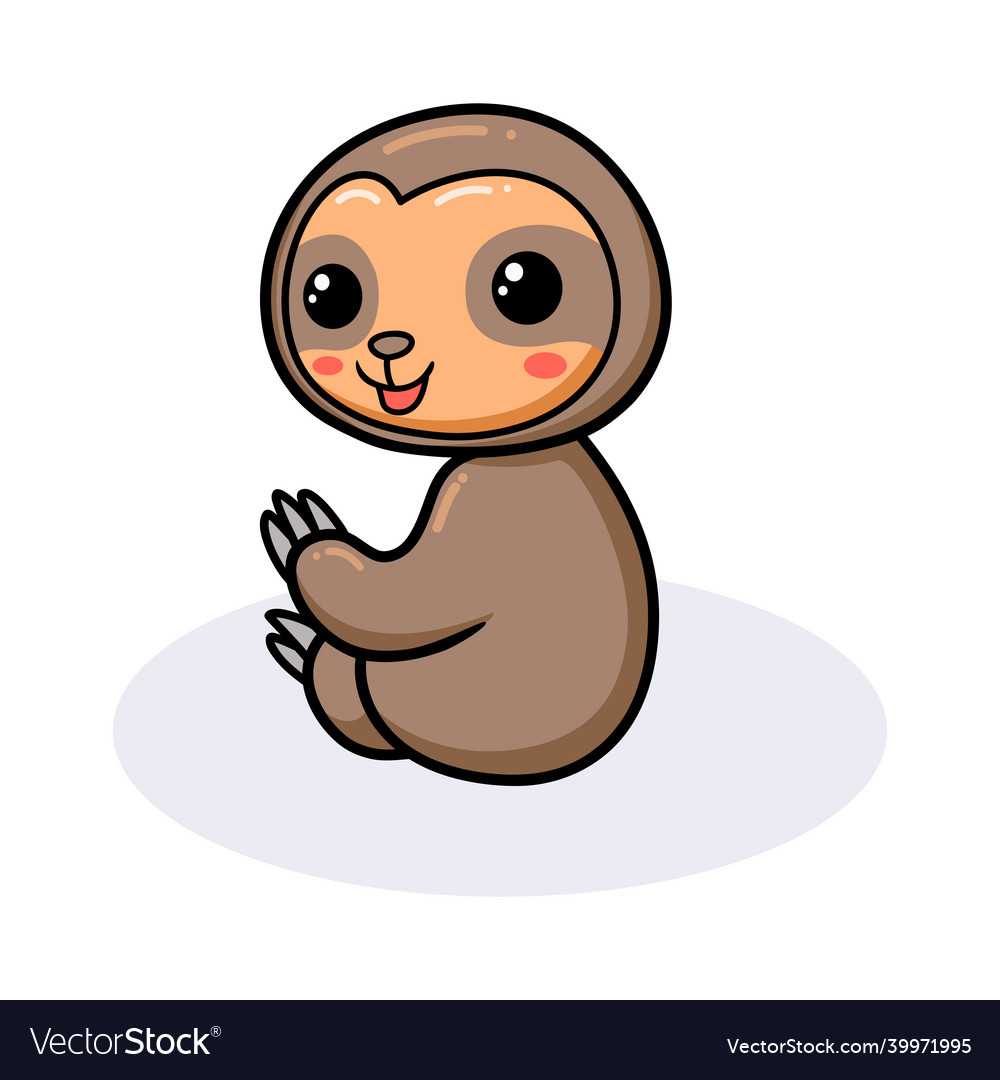 Cute baby sloth cartoon sitting Royalty Free Vector Image