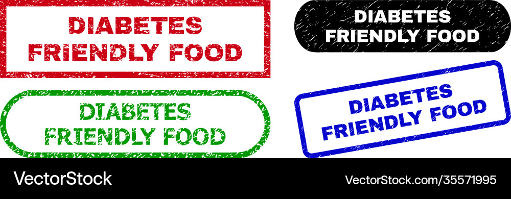 Diabetes friendly food rectangle seals using Vector Image