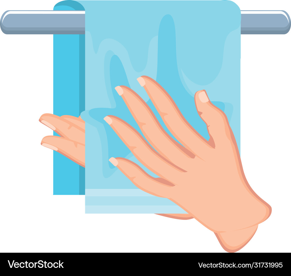Hand cleaning with towel on white background Vector Image