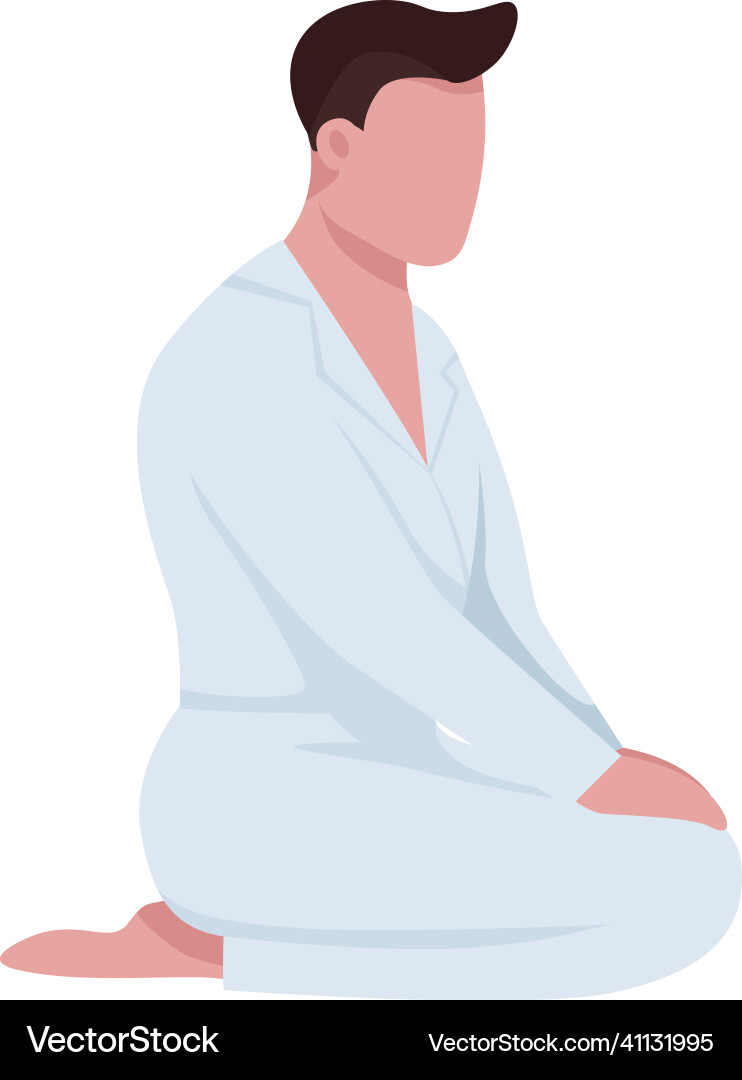 Karate practitioner sitting in seiza style semi Vector Image