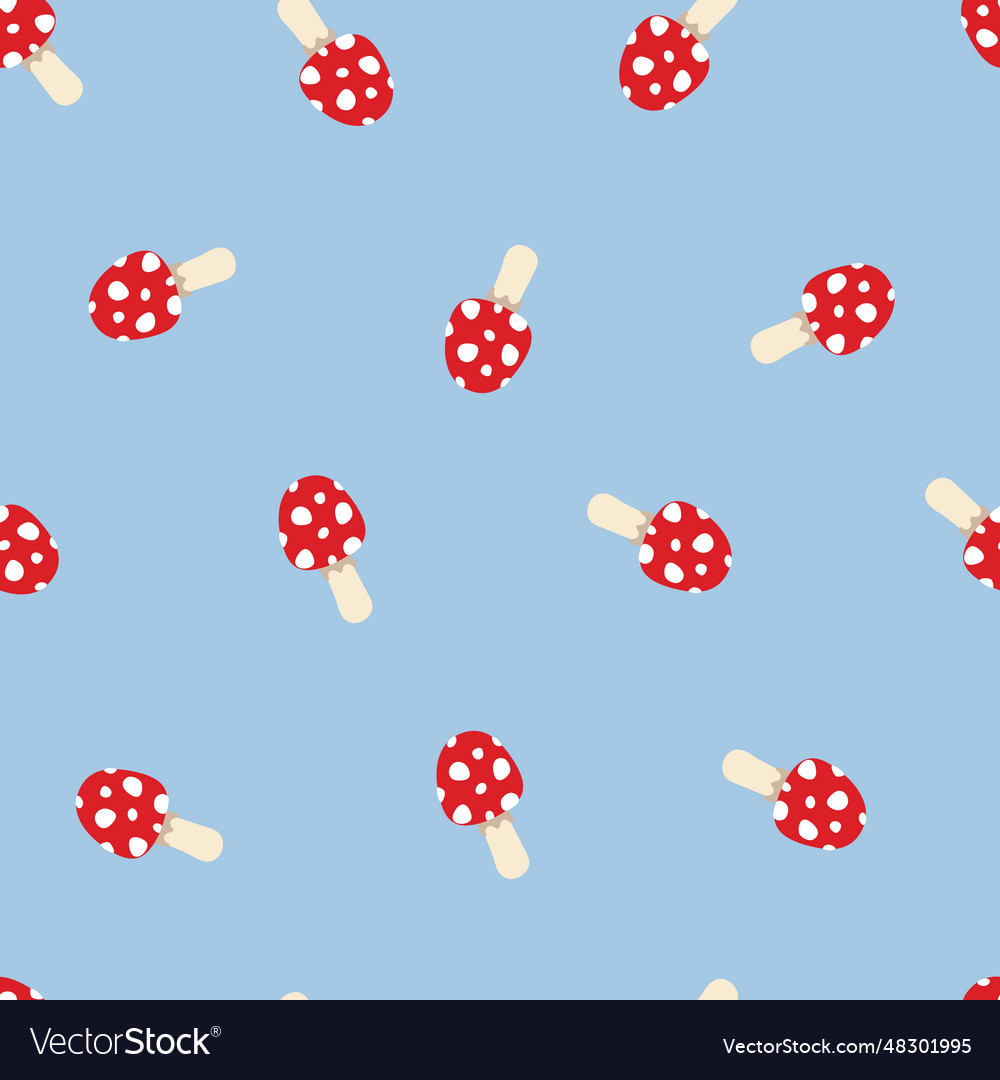 Mushroom Seamless Pattern Amanita Muscaria Fly Vector Image