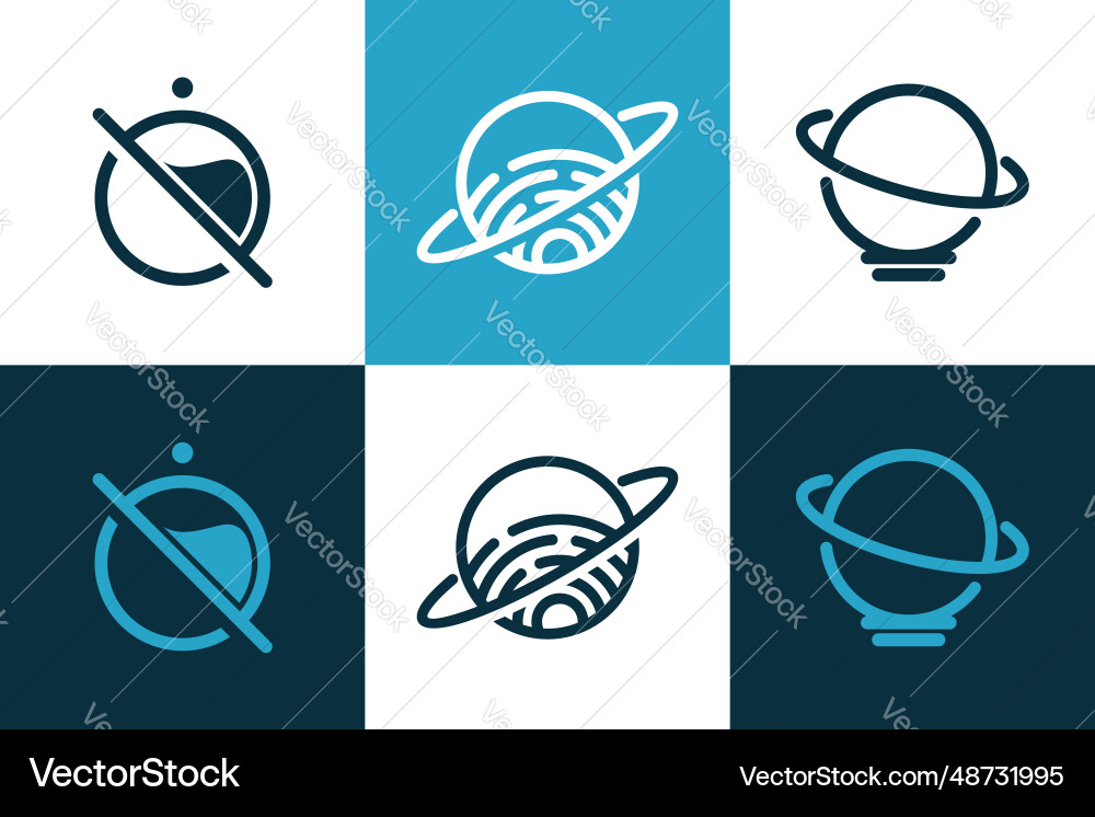 Set of globe logo design with creative element Vector Image