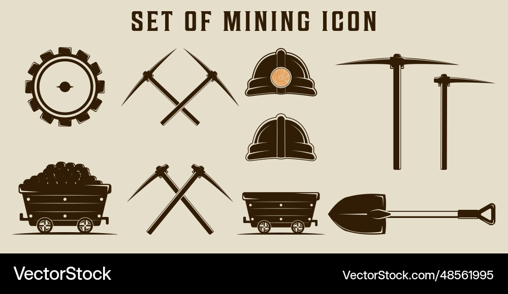 Set of isolated mining icon template graphic Vector Image